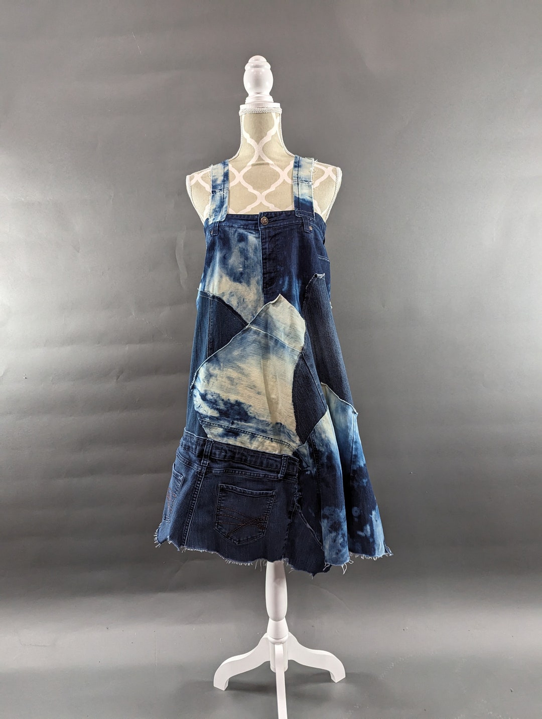 Upcycled Denim Patchwork Dress Medium - Etsy