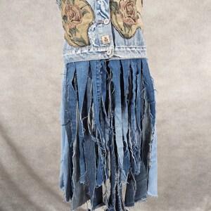 Upcycled Long Denim Vest With Frayed Fringe Hem. S/M - Etsy