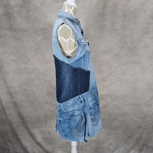 Upcycled Long Denim Patchwork Vest - S/M - Etsy