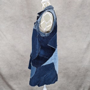 Upcycled Long Denim Patchwork Vest - XL - Etsy