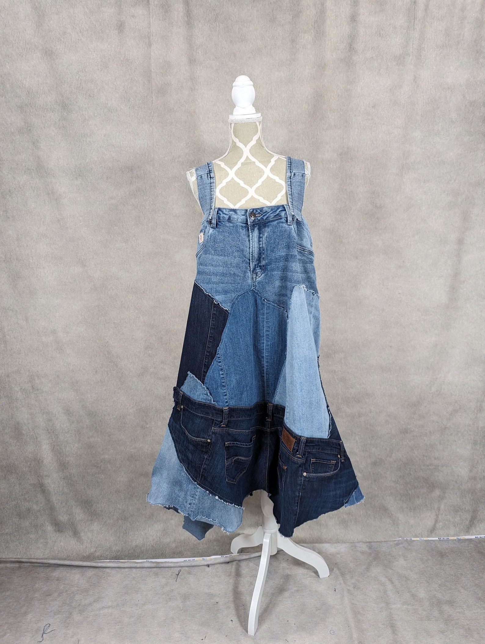 Upcycled Denim Patchwork Dress - XL - Etsy