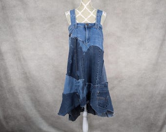 Upcycled Denim Patchwork Dress - Medium - Etsy