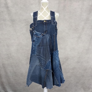 Upcycled Denim Patchwork Dress- M/L - Etsy
