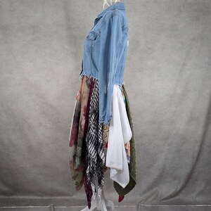 Upcycled Long Flowy Denim and Fabric Jacket- Small - Etsy