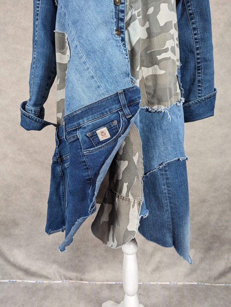 Upcycled Long Denim Patchwork Jacket -XL - Etsy