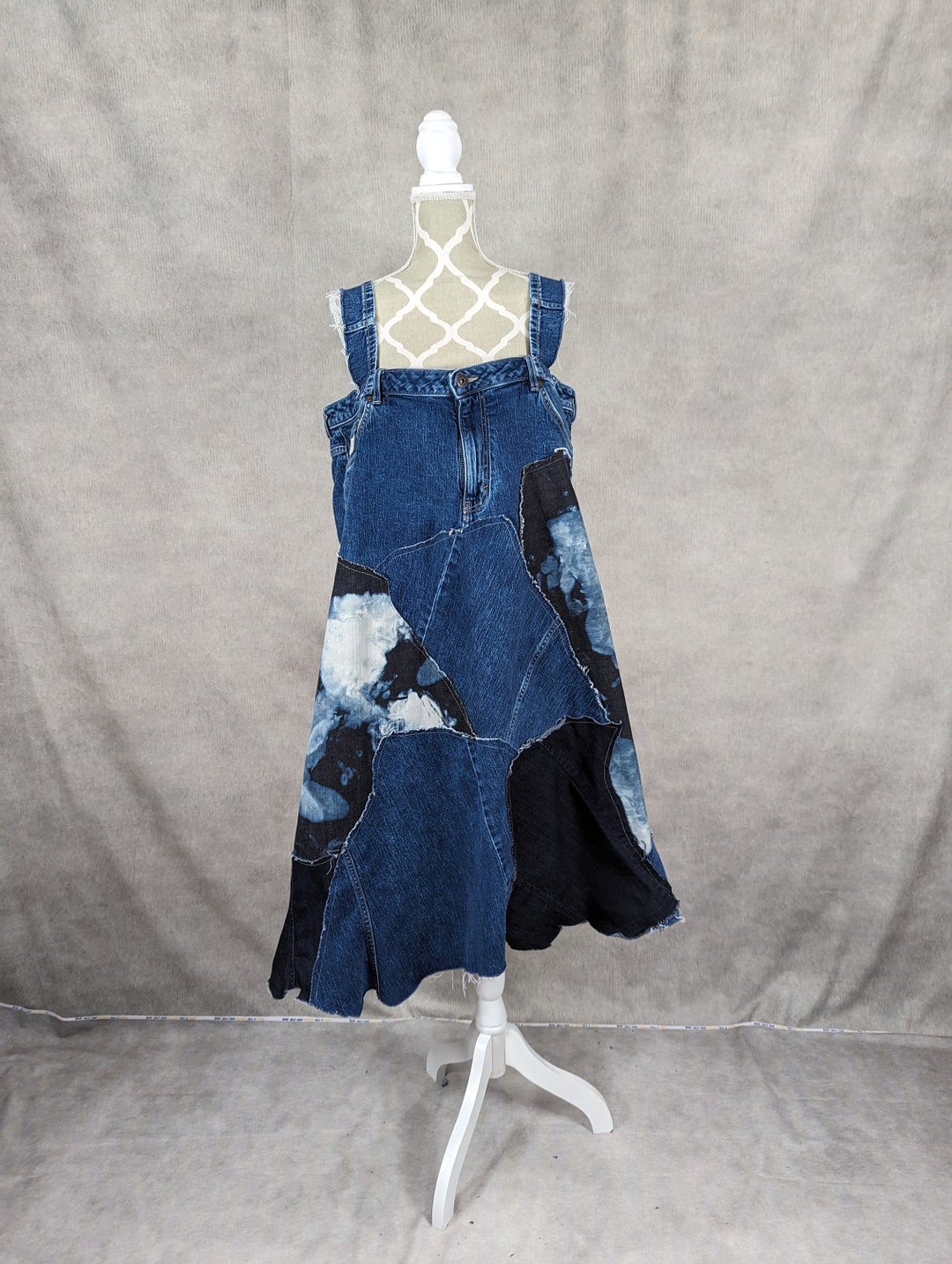Upcycled Denim Patchwork Dress - XL - Etsy