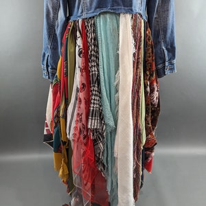 Upcycled Long Flowy Denim and Fabric Jacket-l/xl - Etsy
