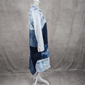 Upcycled Long Denim Patchwork Jacket/trench - Large - Etsy