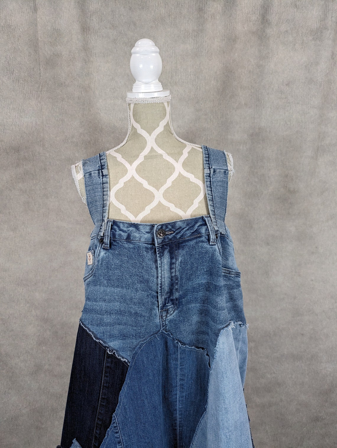 Upcycled Denim Patchwork Dress - XL - Etsy