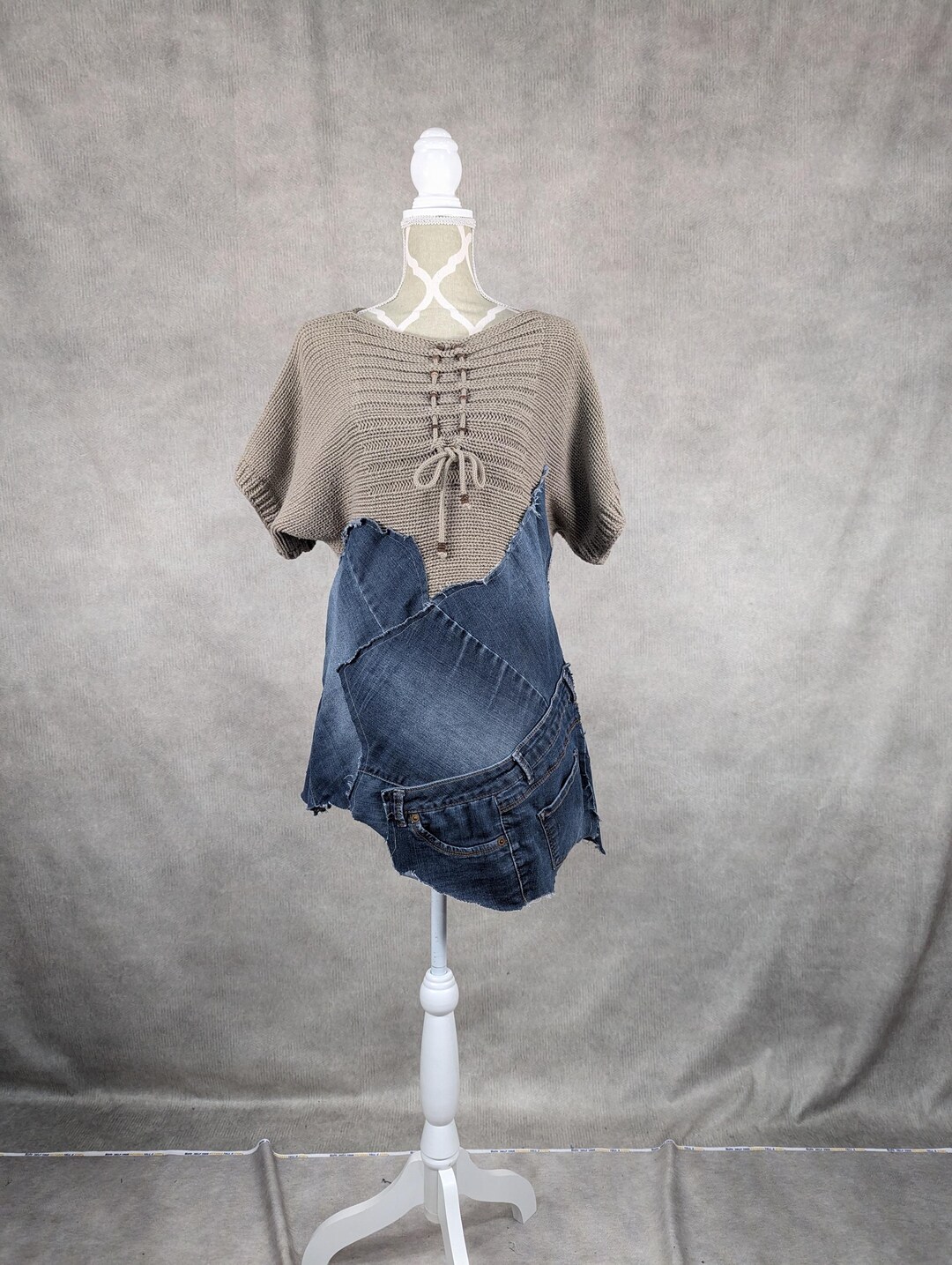 Upcycled Pure Brand Denim Patchwork Sweater - M/L - Etsy