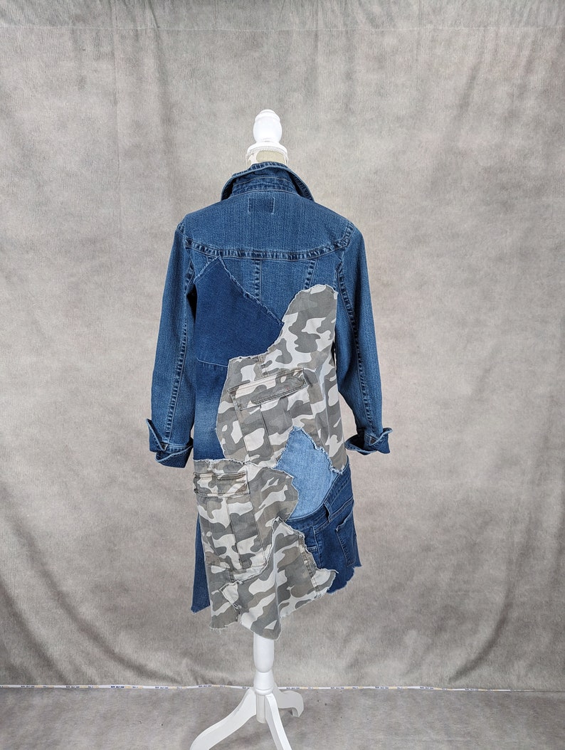Upcycled Long Denim Patchwork Jacket -XL - Etsy
