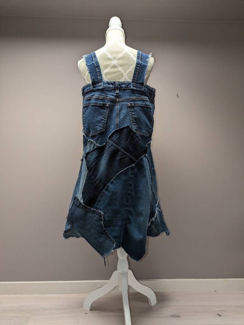 Upcycled Denim Patchwork Dress M L Etsy