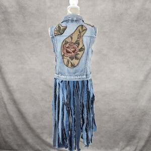 Upcycled Long Denim Vest With Frayed Fringe Hem. S/M - Etsy