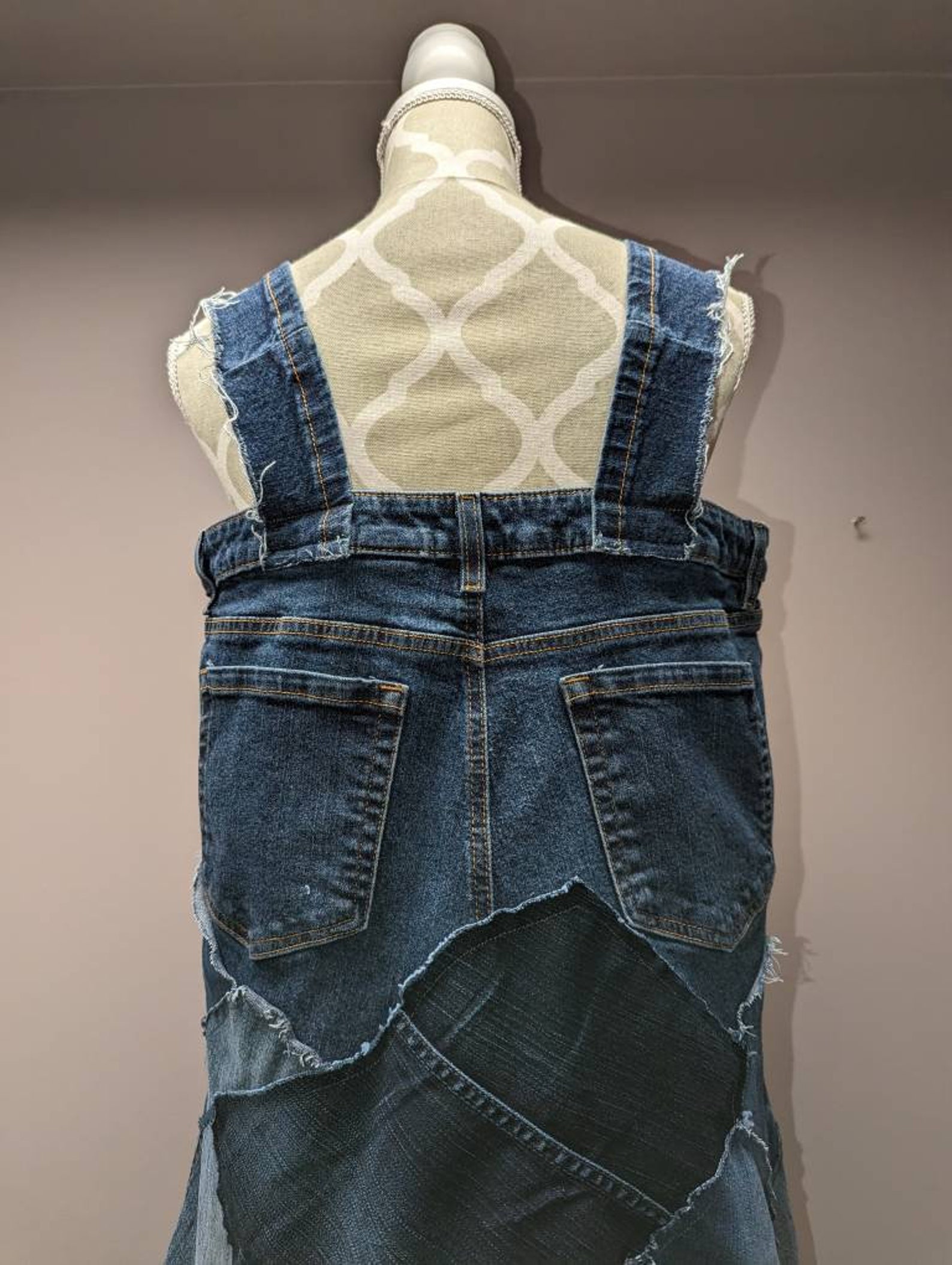 Upcycled Denim Patchwork Dress M/L - Etsy