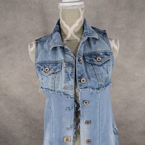 Upcycled Long Denim Patchwork Vest - Xsmall - Etsy