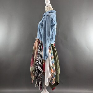 Upcycled Long Flowy Denim and Fabric Jacket Small - Etsy