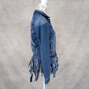 Upcycled Denim Fringe Hem Jacket -S/M - Etsy