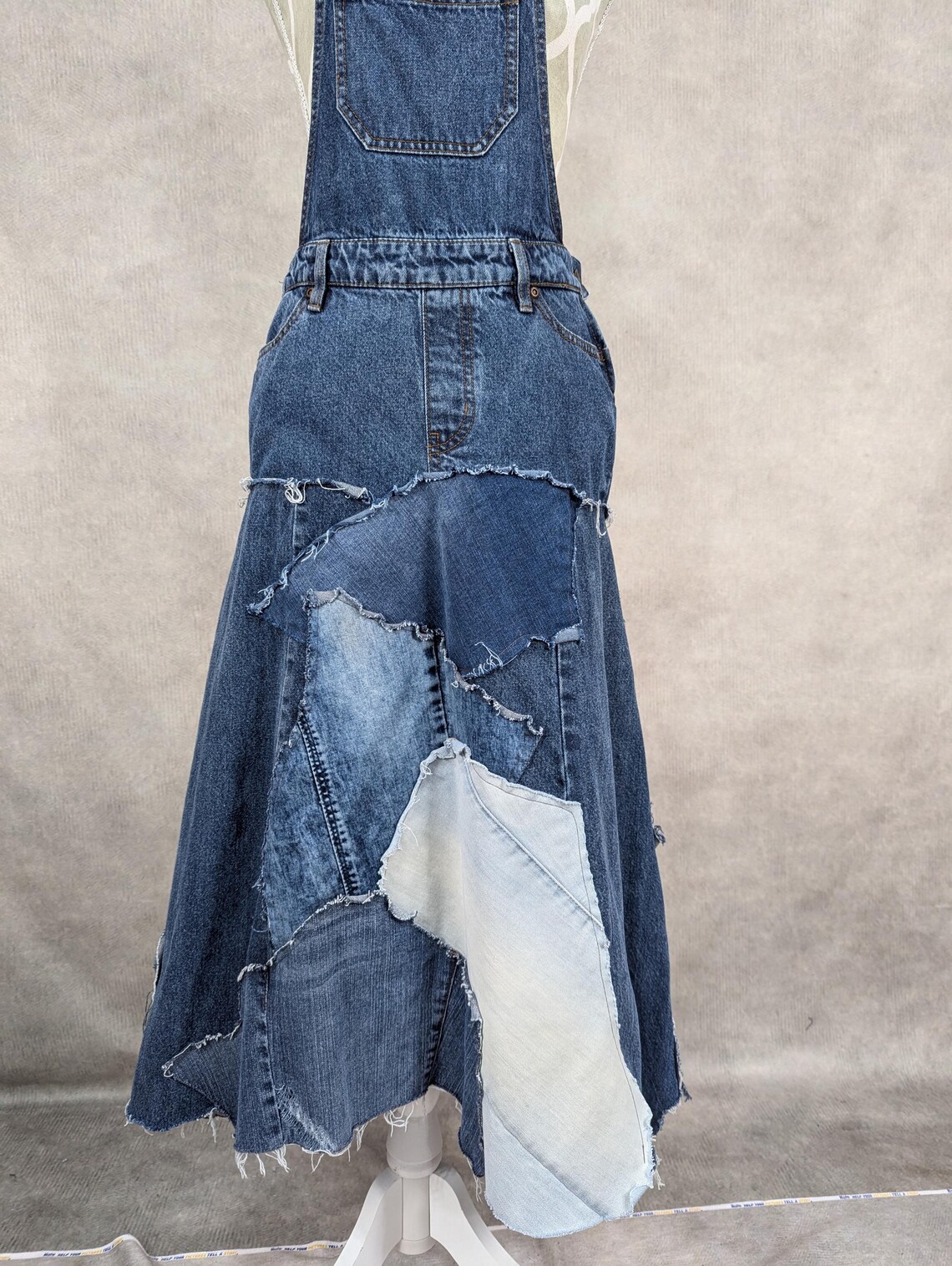 Upcycled Denim Patchwork Overall Dress-xs/s - Etsy