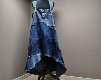 Patchwork Denim Dress | Etsy