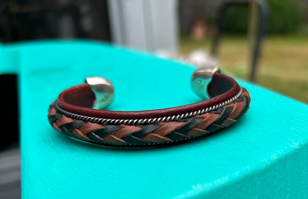 Charlie Favour Braided Leather Cuff Bracelet - Etsy