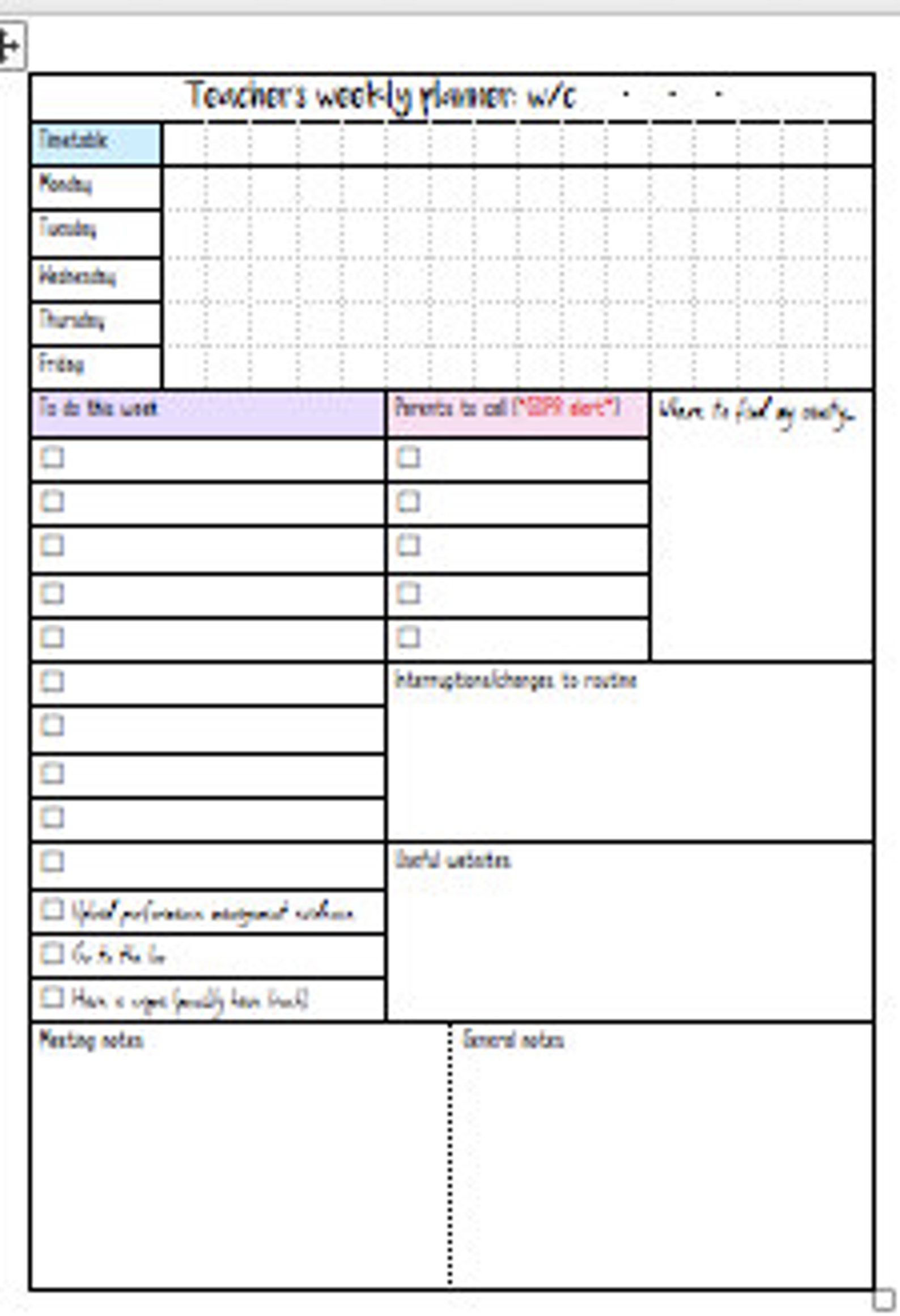 Teacher's Weekly Planner - Etsy