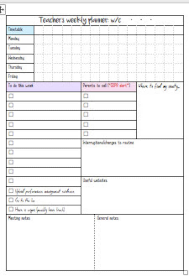 Teacher's Weekly Planner - Etsy
