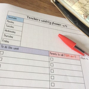 Teacher's Weekly Planner - Etsy