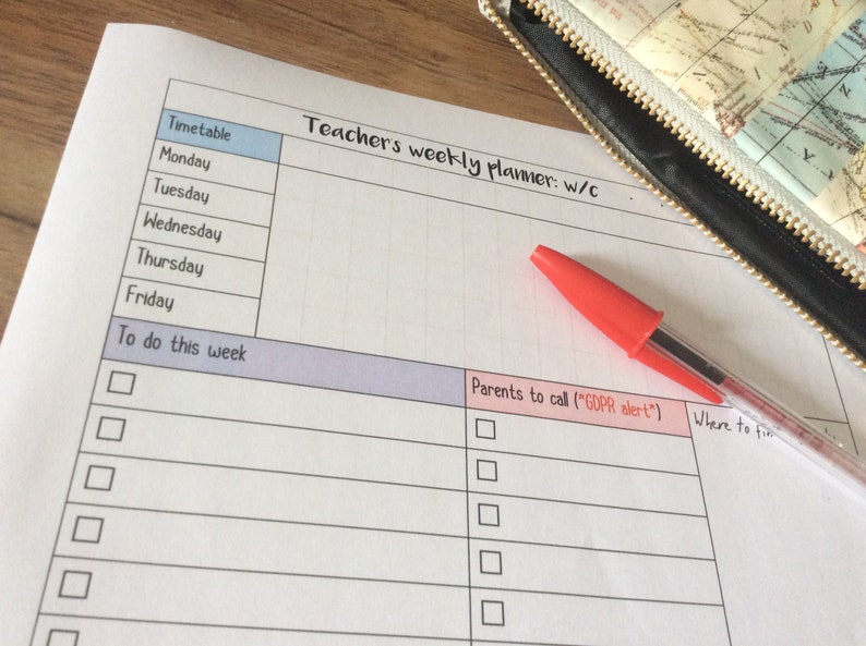 Teacher's Weekly Planner - Etsy