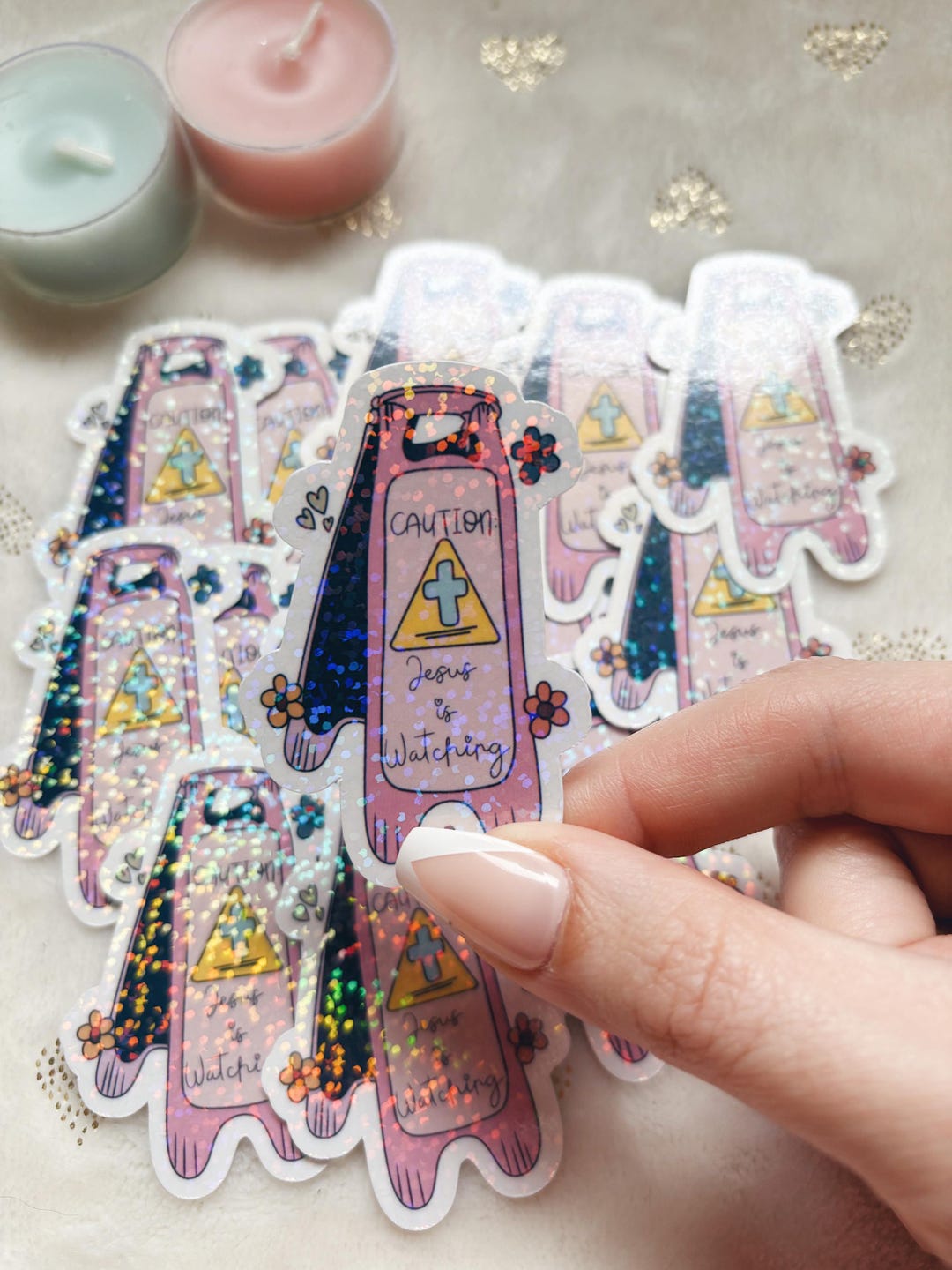 Caution Jesus is Watching, Cute Christian Sticker, Faith Stickers ...