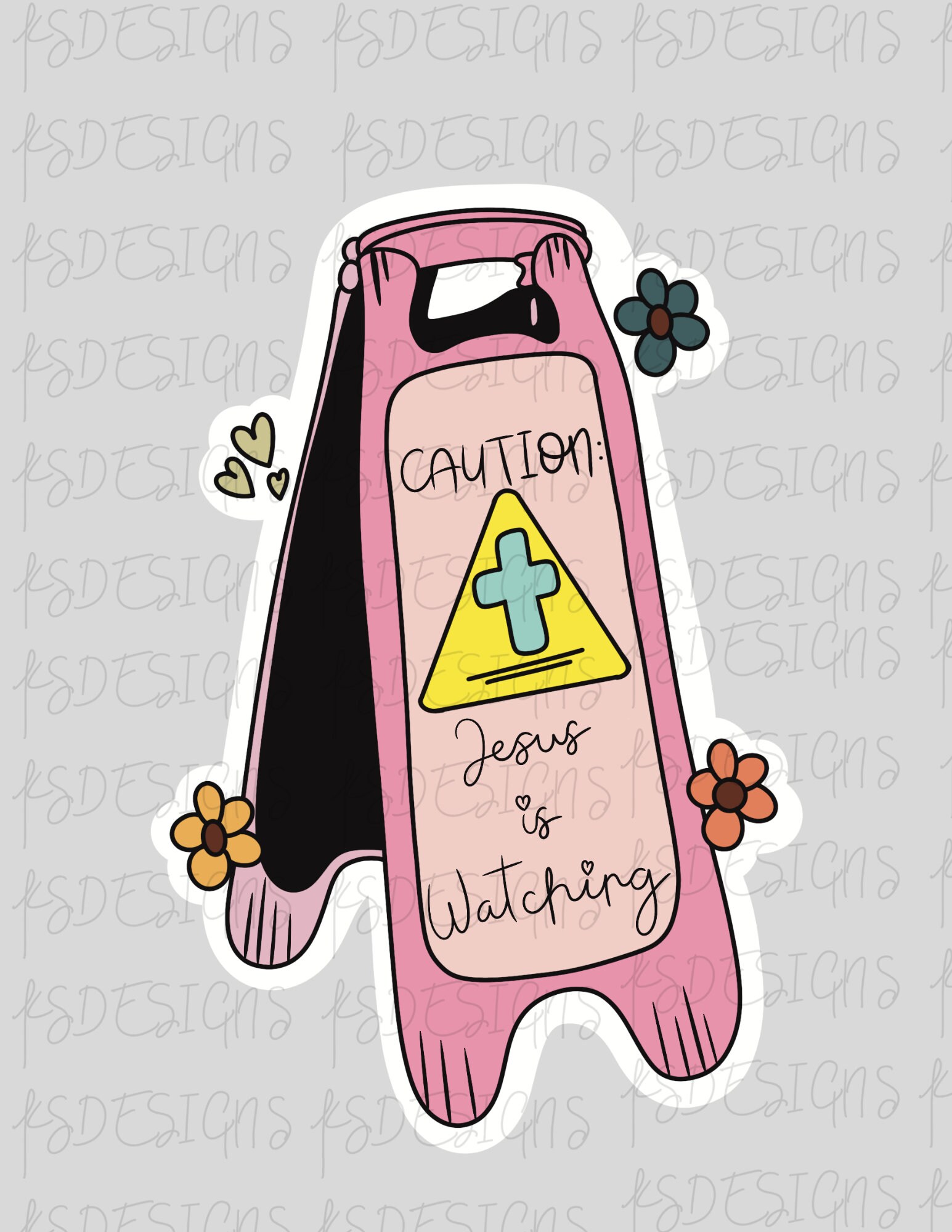 Caution Jesus is Watching, Cute Christian Sticker, Faith Stickers ...