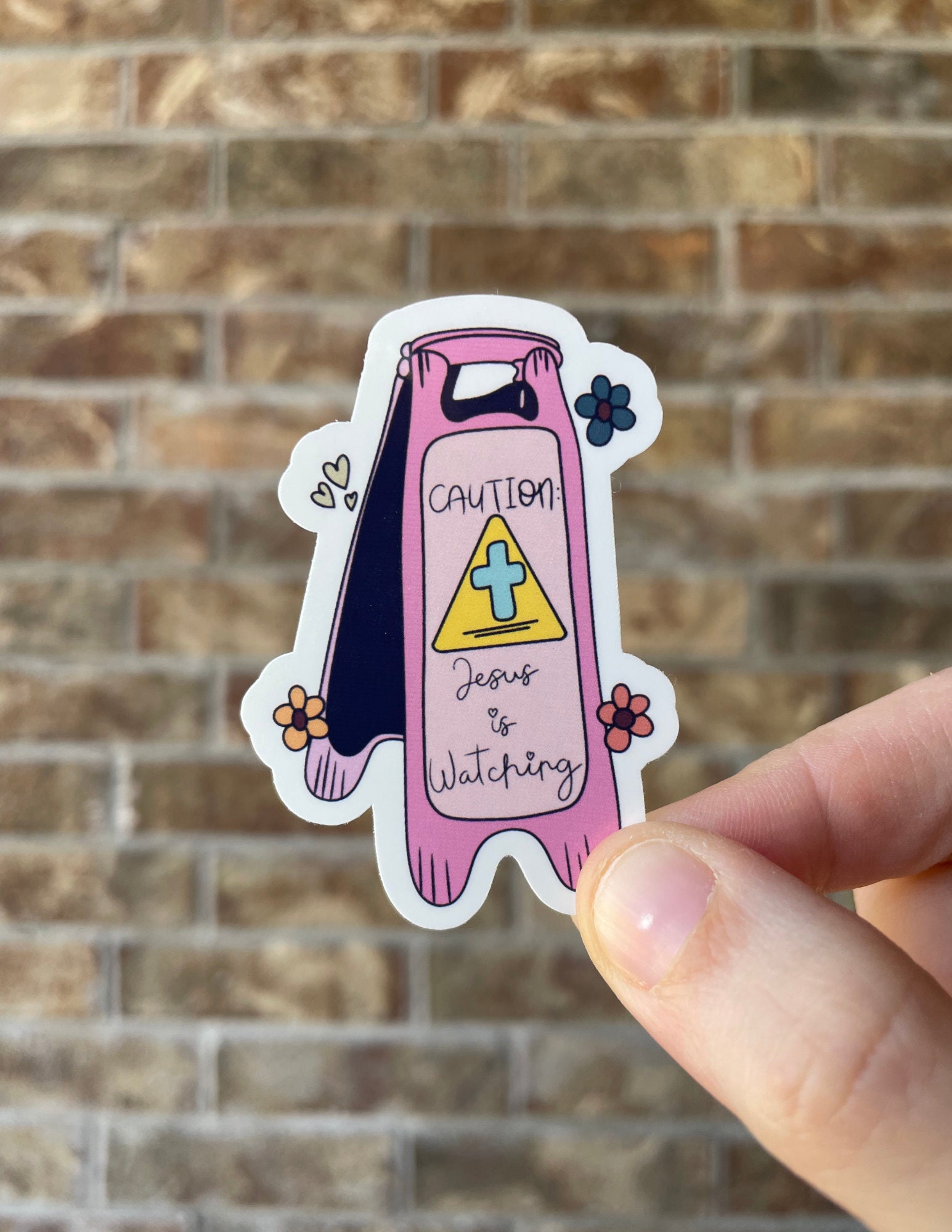 Caution Jesus is Watching, Cute Christian Sticker, Faith Stickers ...