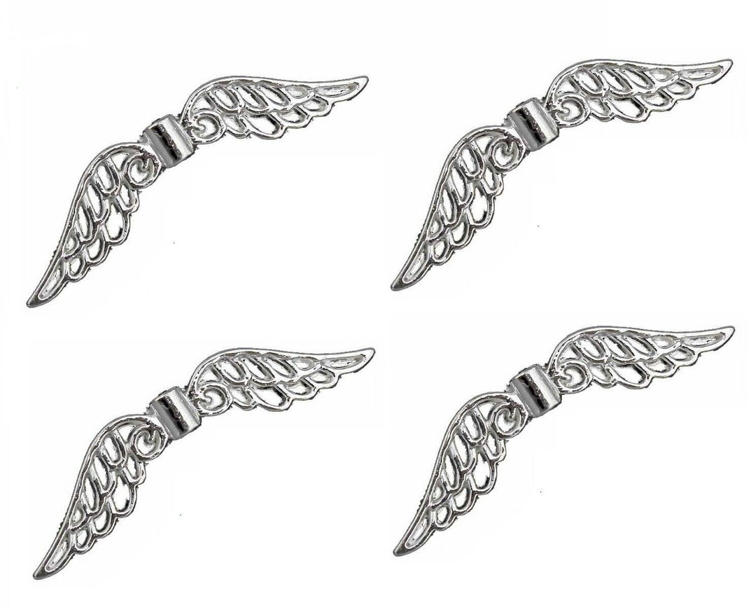 XXL Angel Wing Beads 52 Mm – Tibetan Silver & Light Silver – Jewelry ...