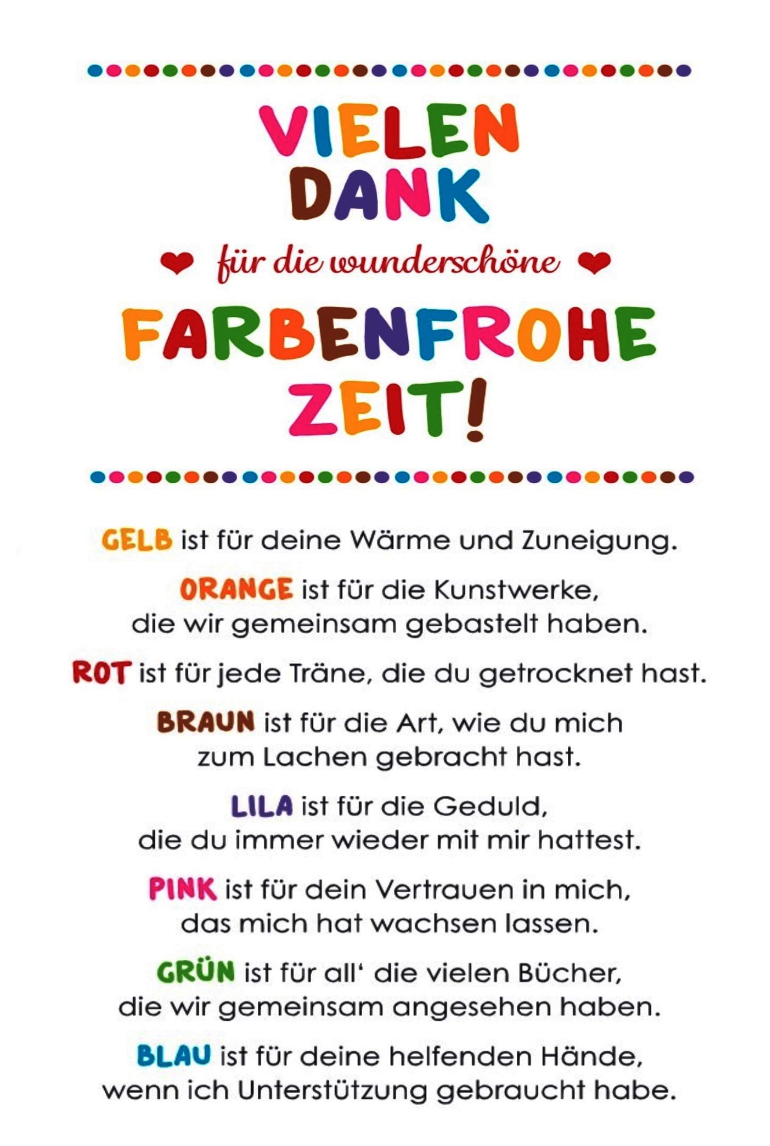 Danke Fur Die Kunterbunte Zeit