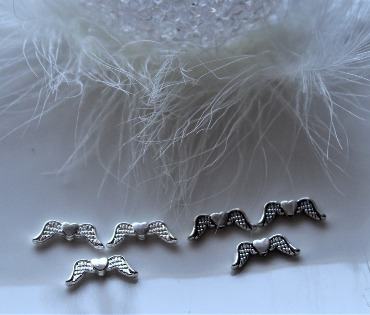 100 Mini Angel Wings Silver Antique Silver Gold Angel Wing Spacer ...
