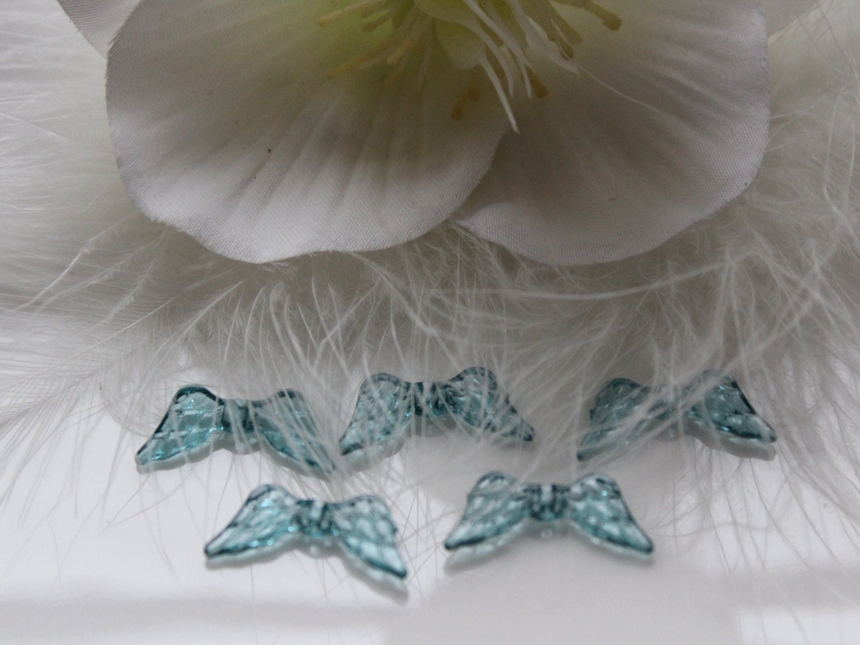 50 Acrylic Wing Beads 20 Mm Angel Wing Spacer Iridescent Color Choice ...