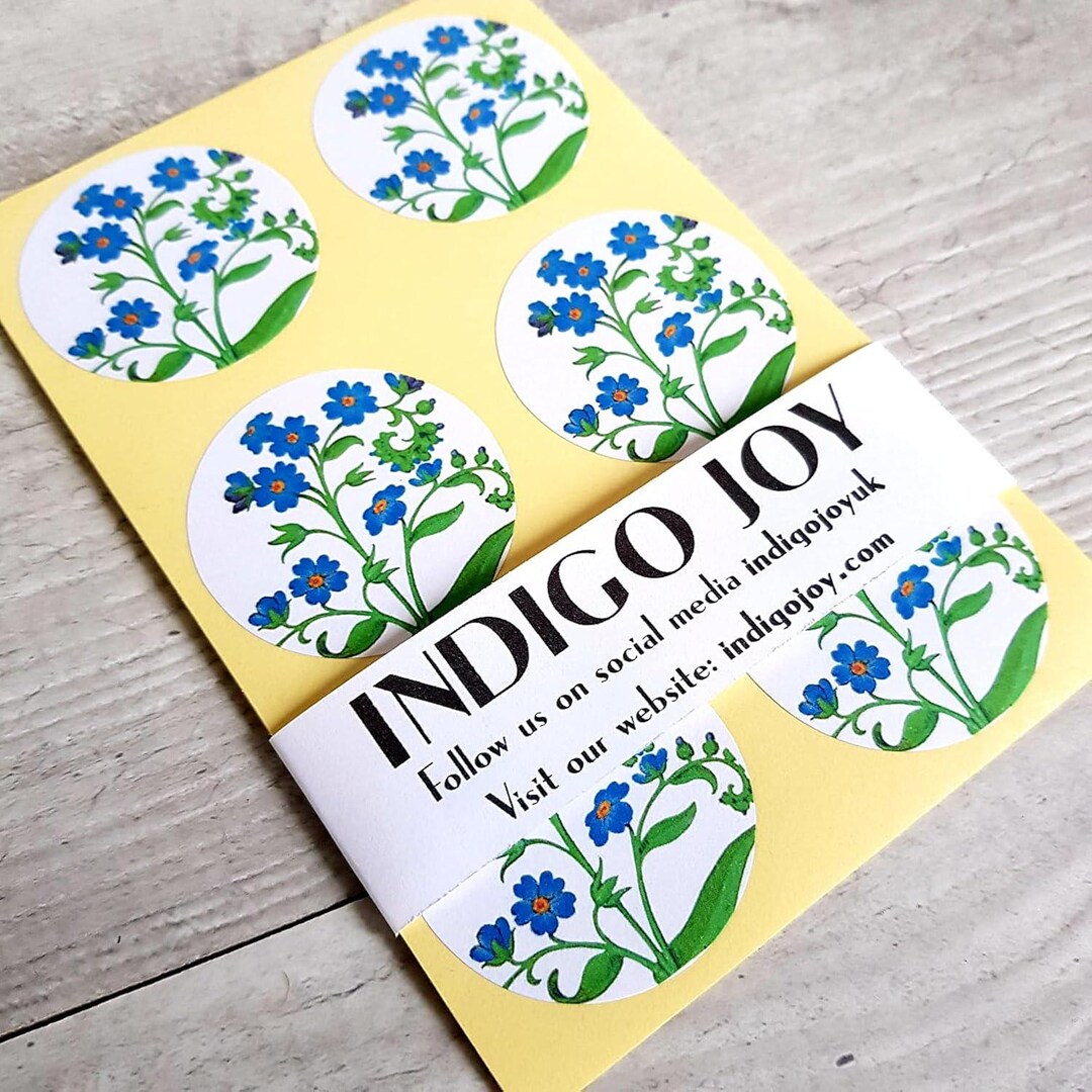 48 Forget Me Not Stickers - 40mm Diameter Matt White Sticker Seals for ...