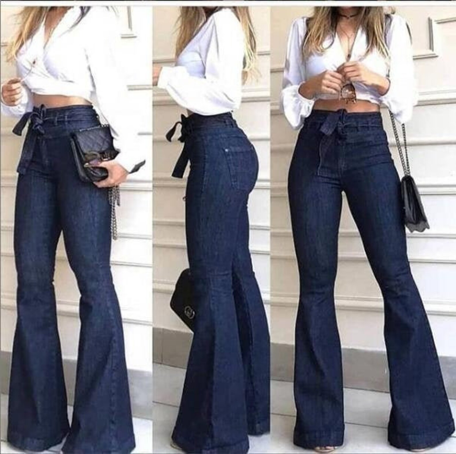 High Waisted Flare Wide Leg Trendy Bell Bottoms - Etsy