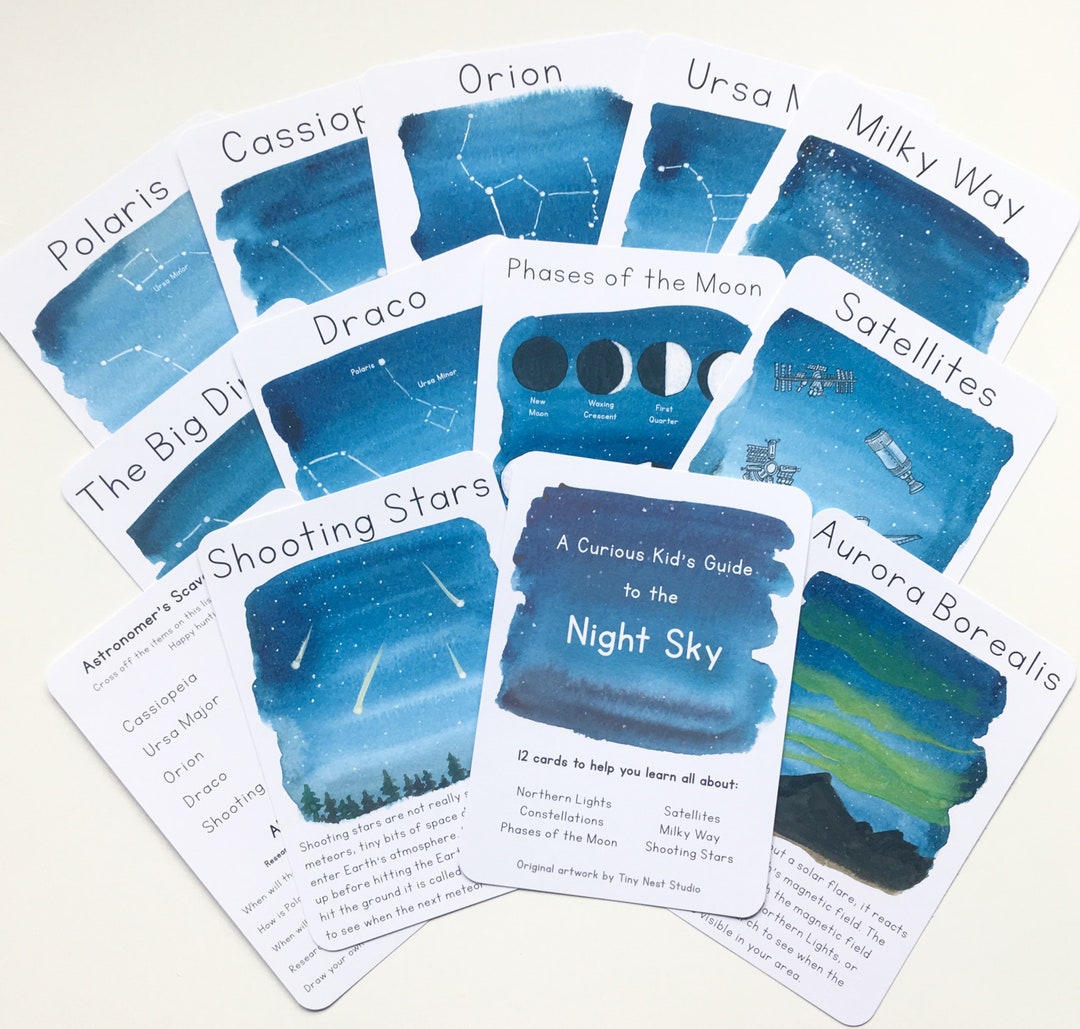 Night Sky for Kids, Astronomy Cards for Kids, Constellation Cards for ...