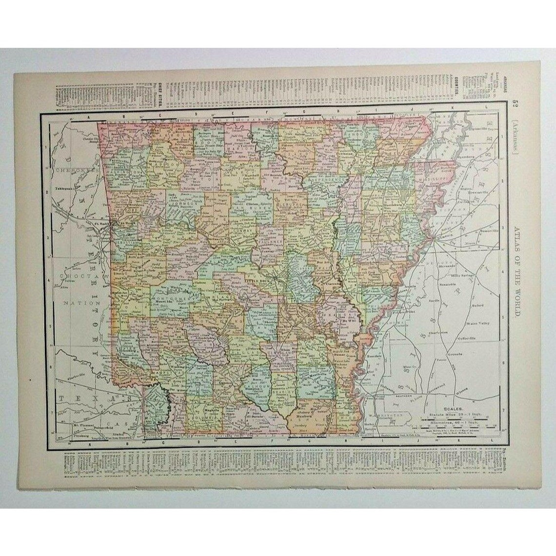 Vintage 1899 ARKANSAS Atlas Map Authentic Antique Philadelphia | Etsy