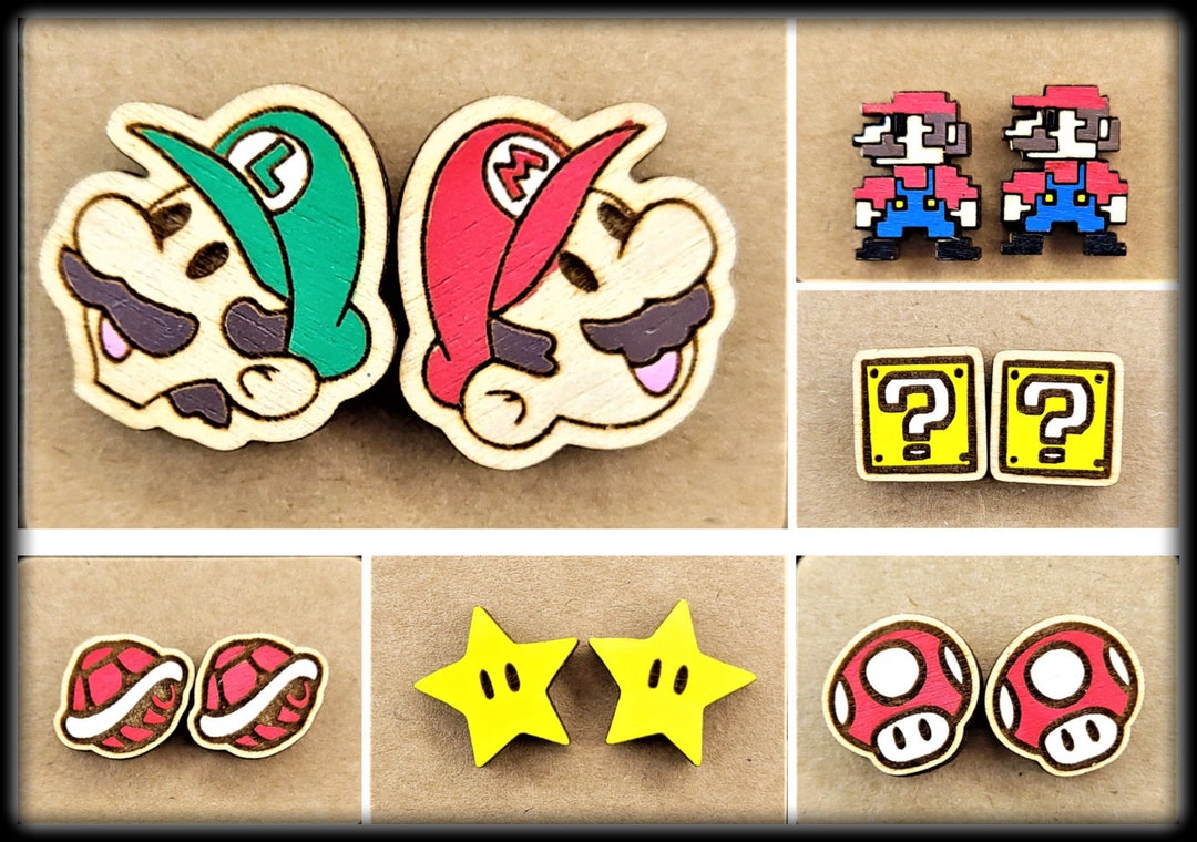 Video Game Stud Earrings I Mario Luigi Earrings | Party Themed Stud ...