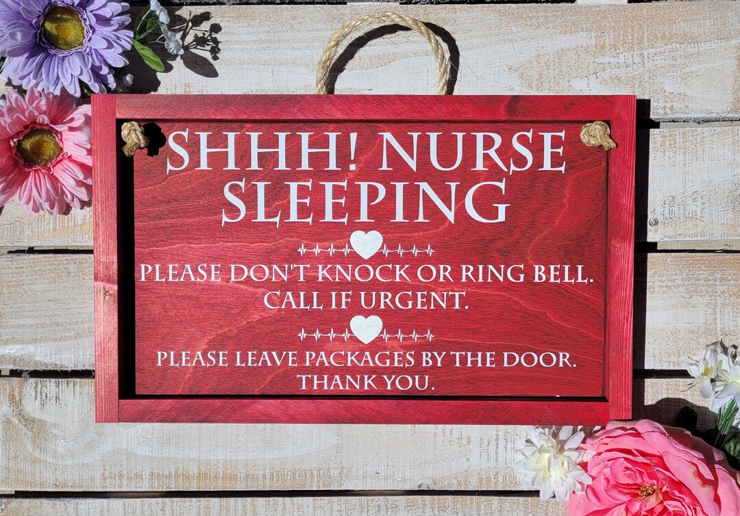 Shh Nurse Sleeping Sign | Do Not Disturb Door Sign | Custom Entryway ...