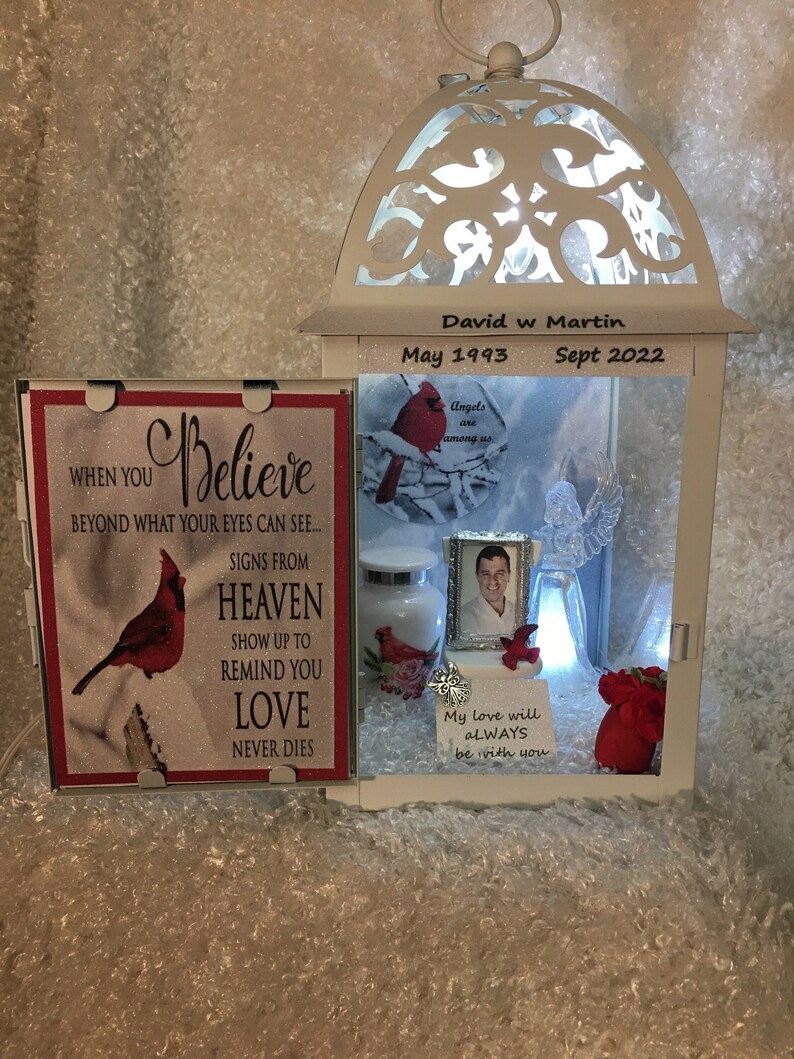 Cardinal Memorial Lighted Lantern Personalized Celebration of - Etsy