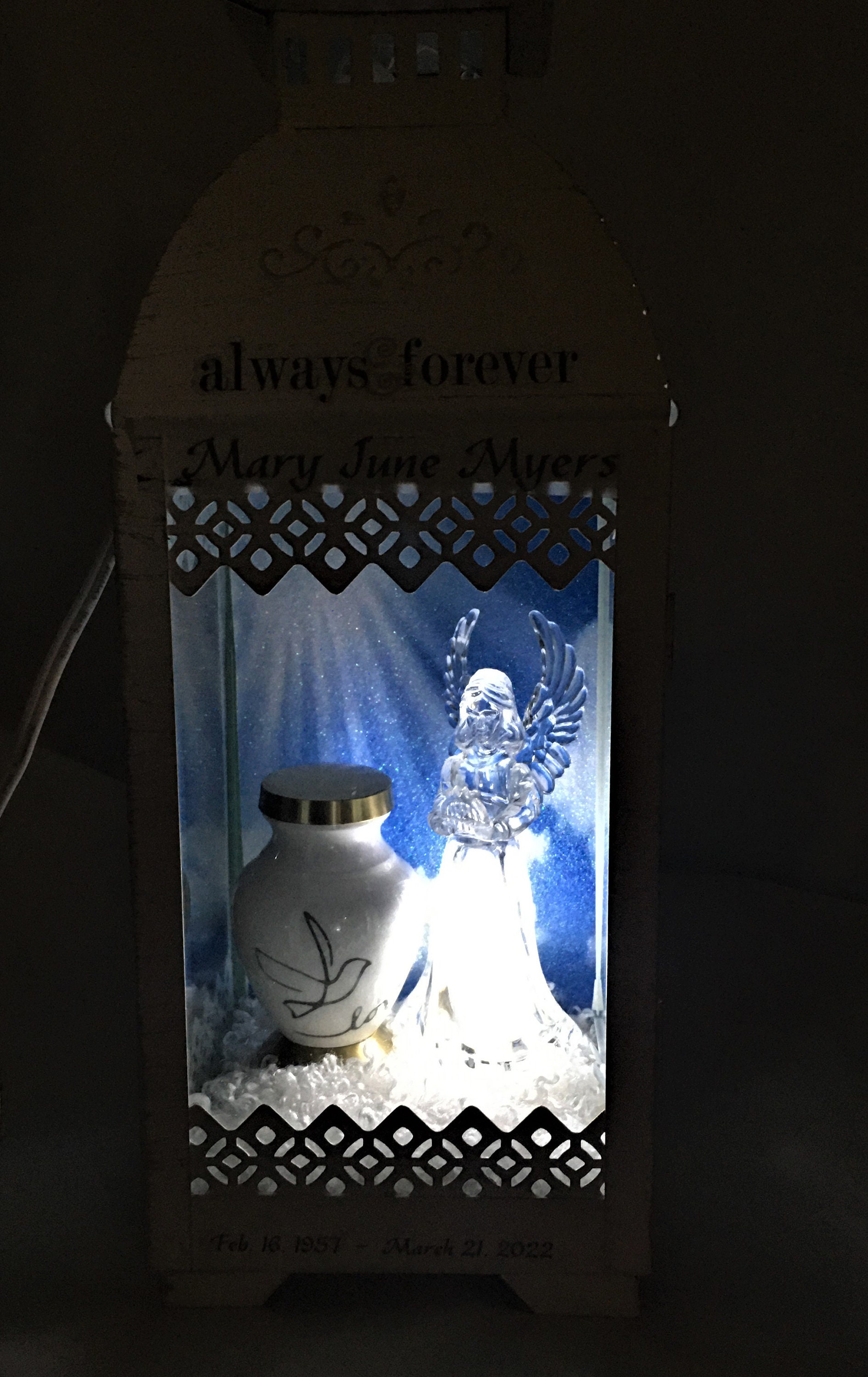 Personalized Memorial Lantern, Victorian Style, LED Light, Urn Display ...