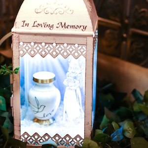 Personalized Memorial Lantern, Victorian Style, LED Light, Urn Display ...