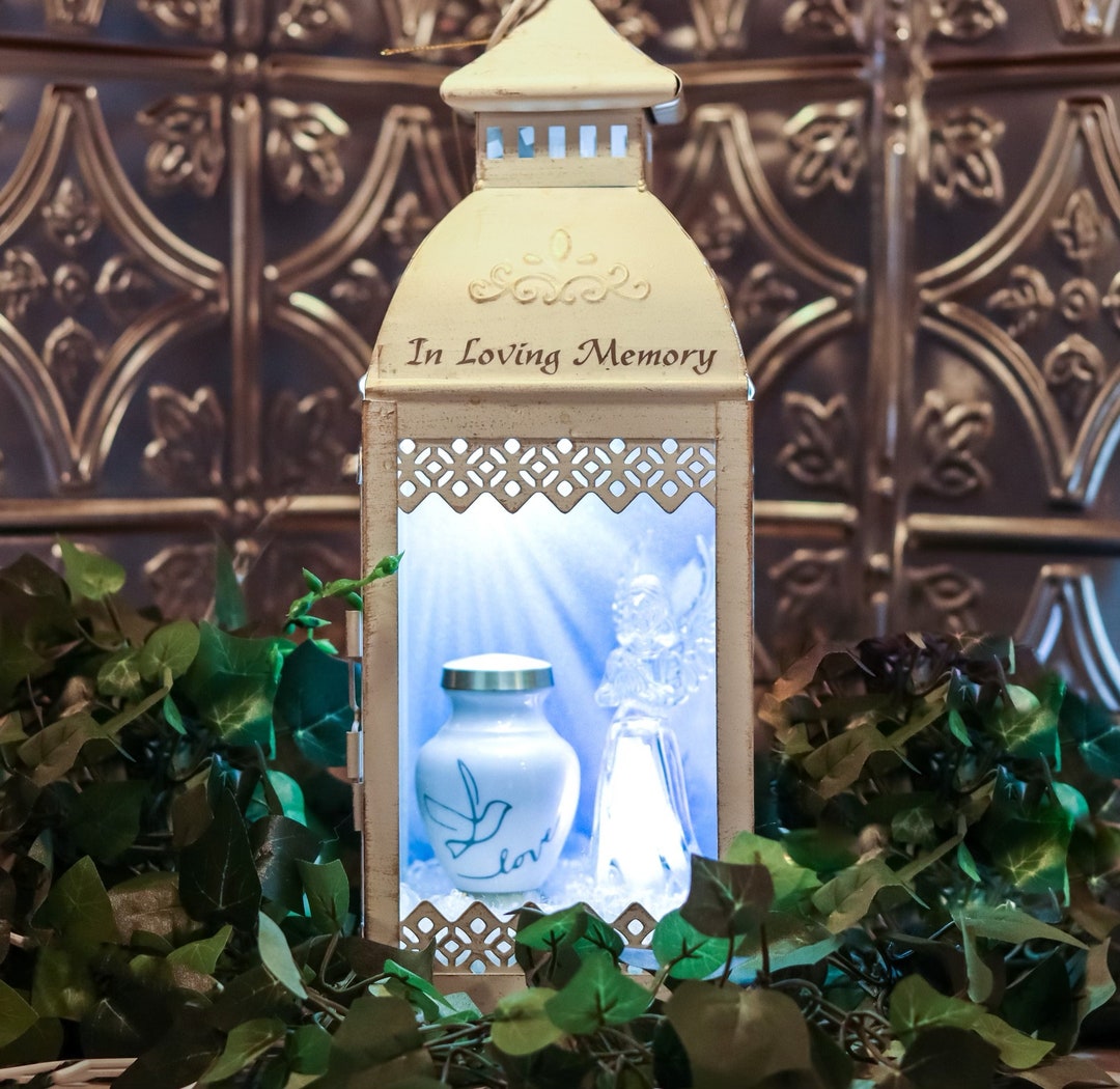Personalized Lighted Memorial Lantern for Displaying Small Urn Includes ...