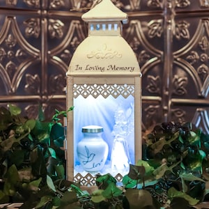 Personalized Memorial Lantern, Victorian Style, LED Light, Urn Display ...