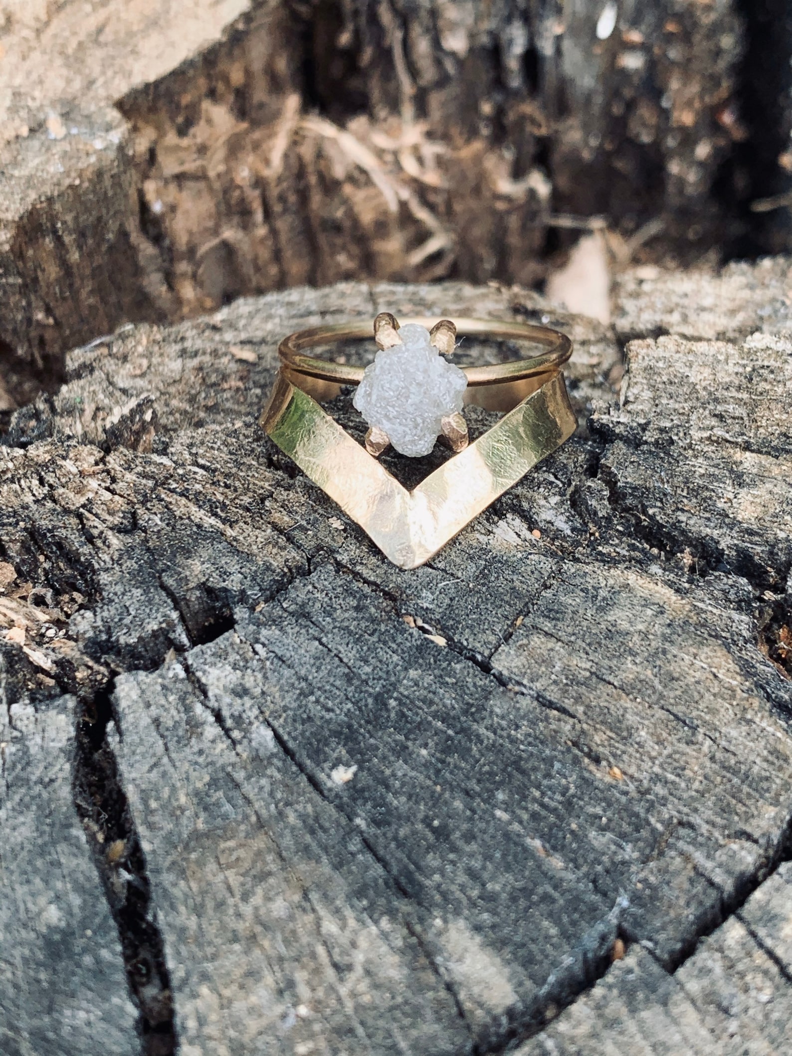 Raw Diamond Rose Gold Engagement Ring Raw Diamond Ring - Etsy