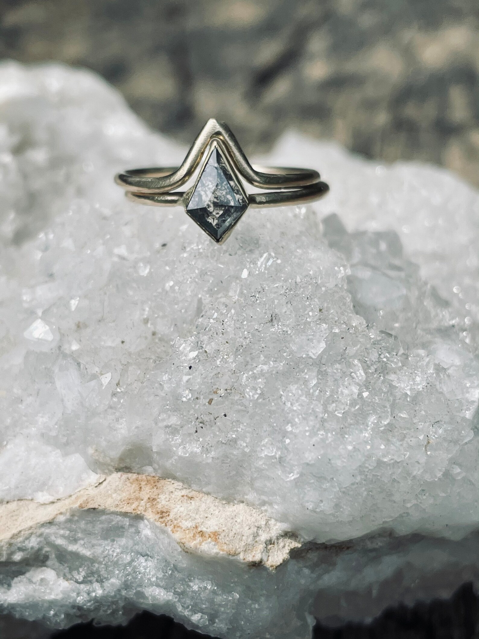 Edgy Geometric Diamond Ring Set Kite Diamond Ring - Etsy