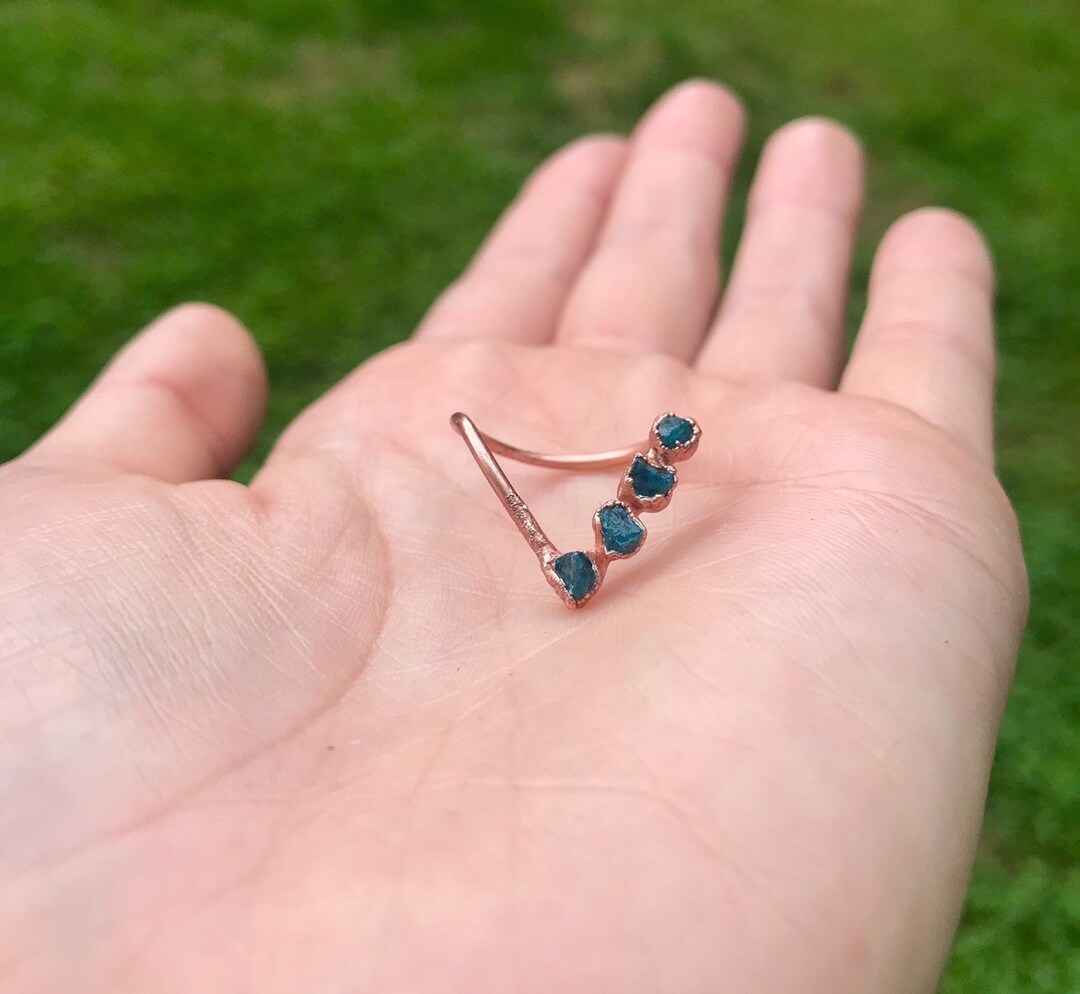 Blue Apatite Multi Stone Ring| Raw Stone Ring| Wedding Band| Stacking ...