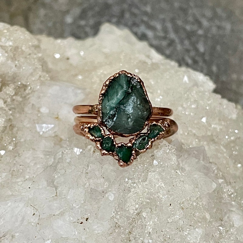 Raw Emerald Ring - Etsy